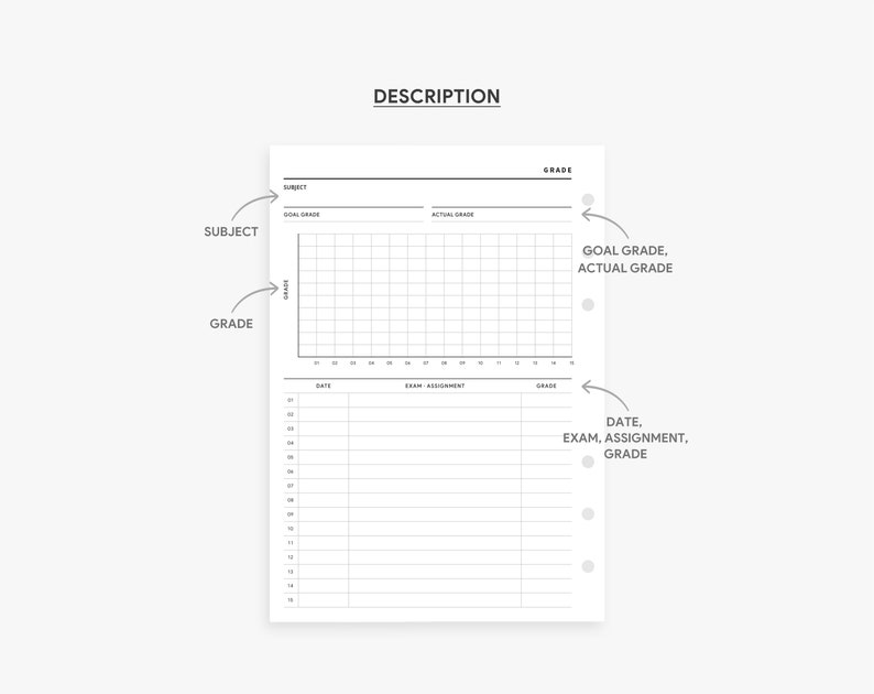 Grade Tracker, Student Planner, Personal Wide Inserts, Assignment ...