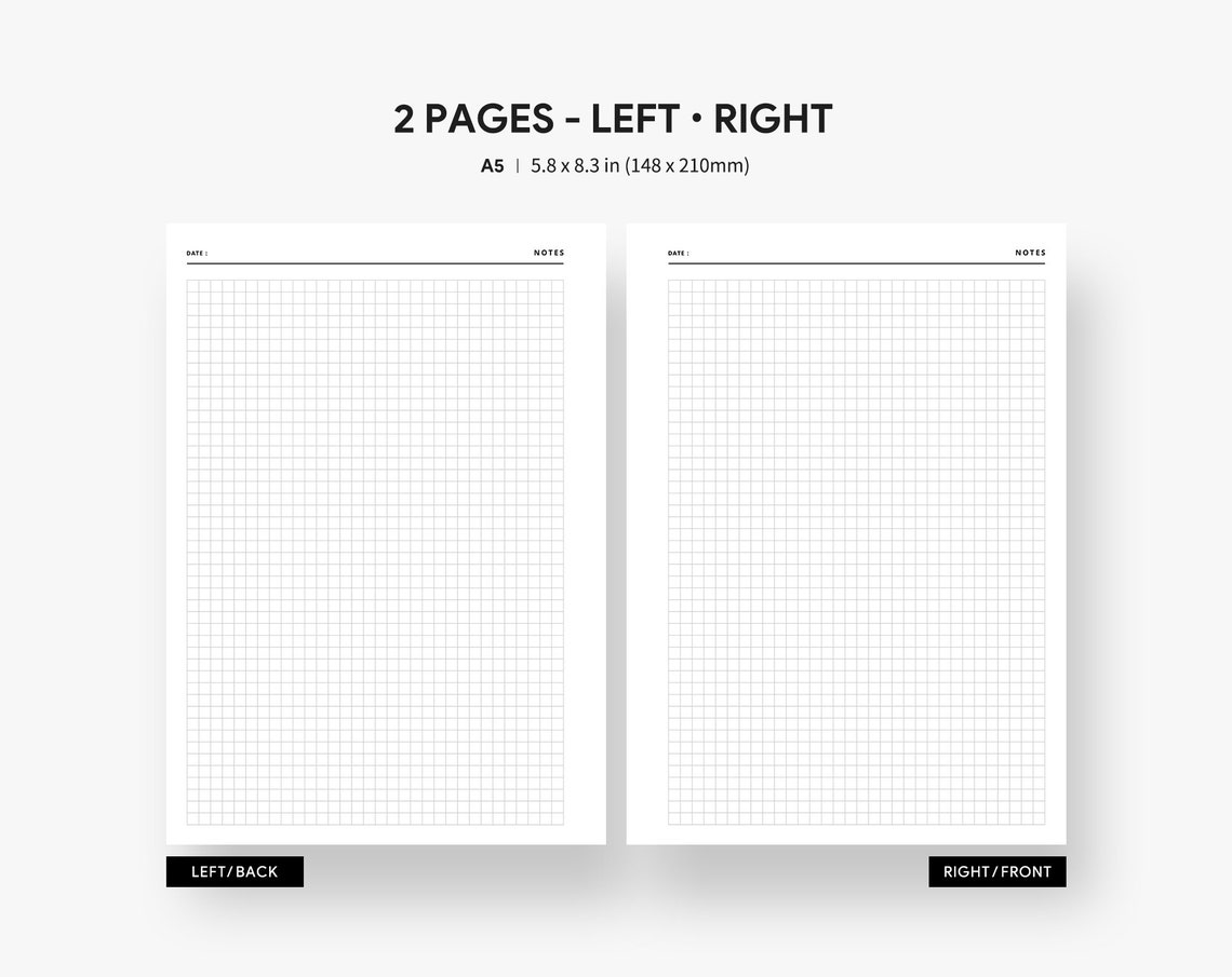 A5 Inserts : Notes Printable Grid Notes Blank Notes - Etsy