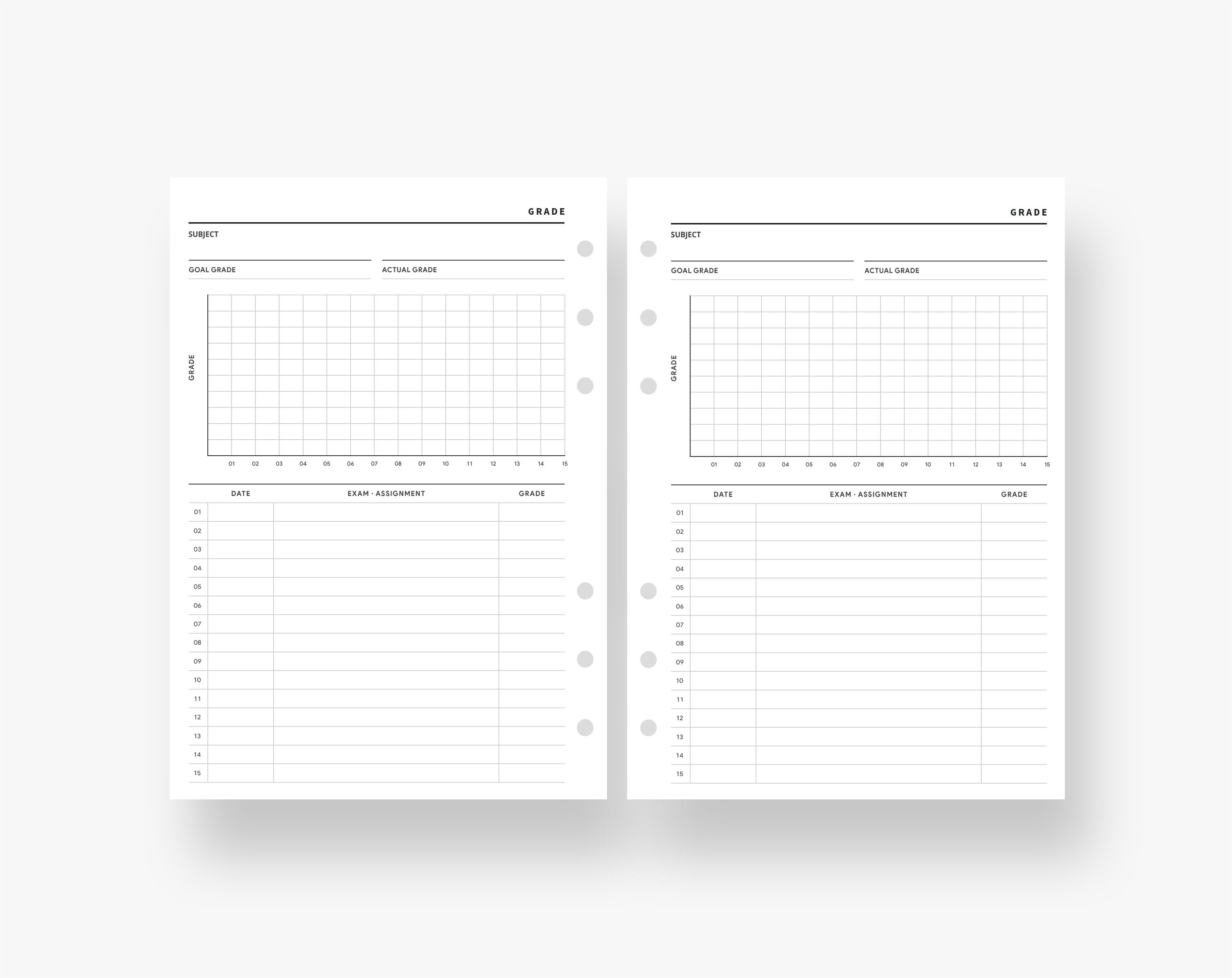 Grade Tracker, Student Planner, Personal Wide Inserts, Assignment ...