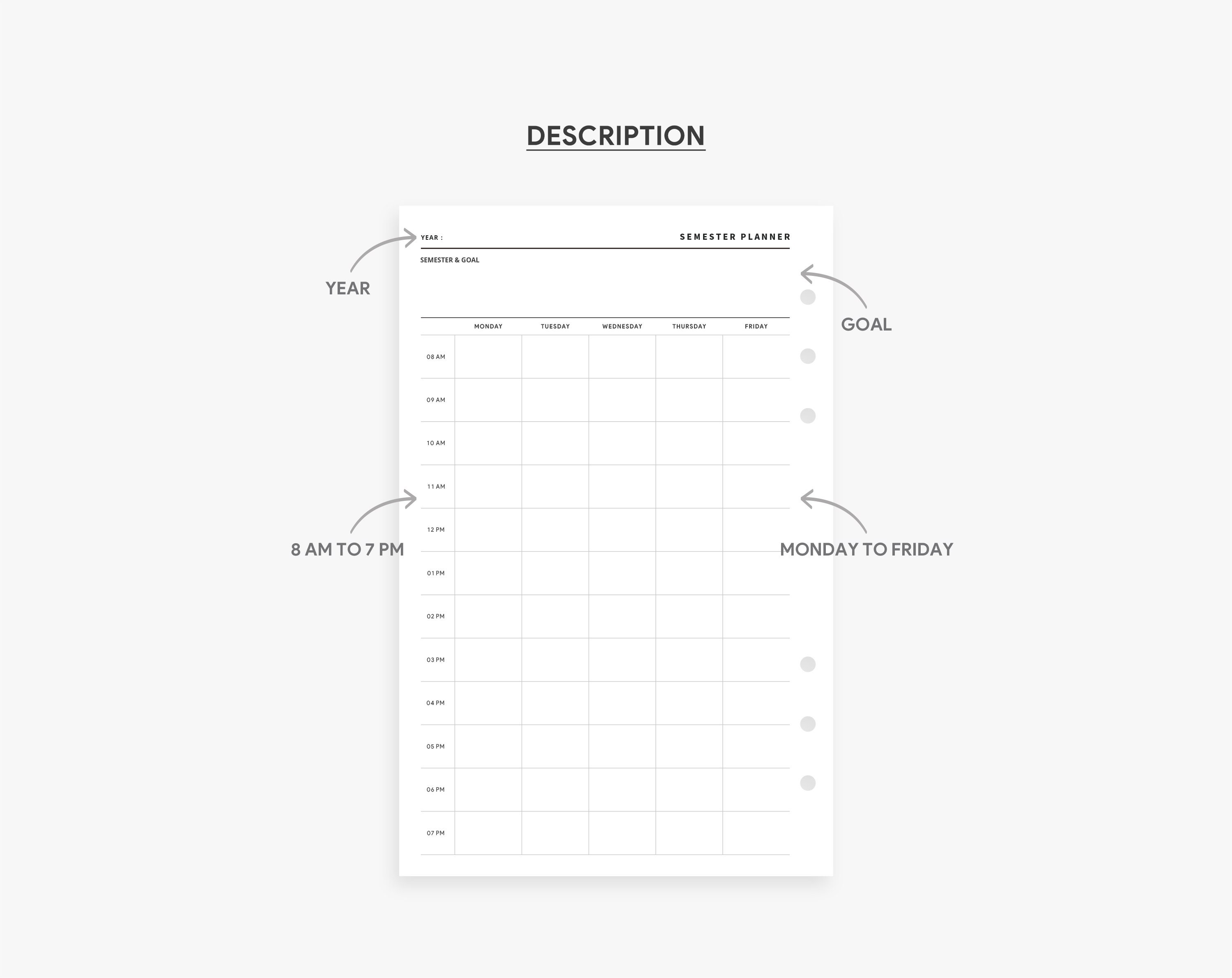 Semester Planner Printable, School Planner, Academic Planner, Student ...