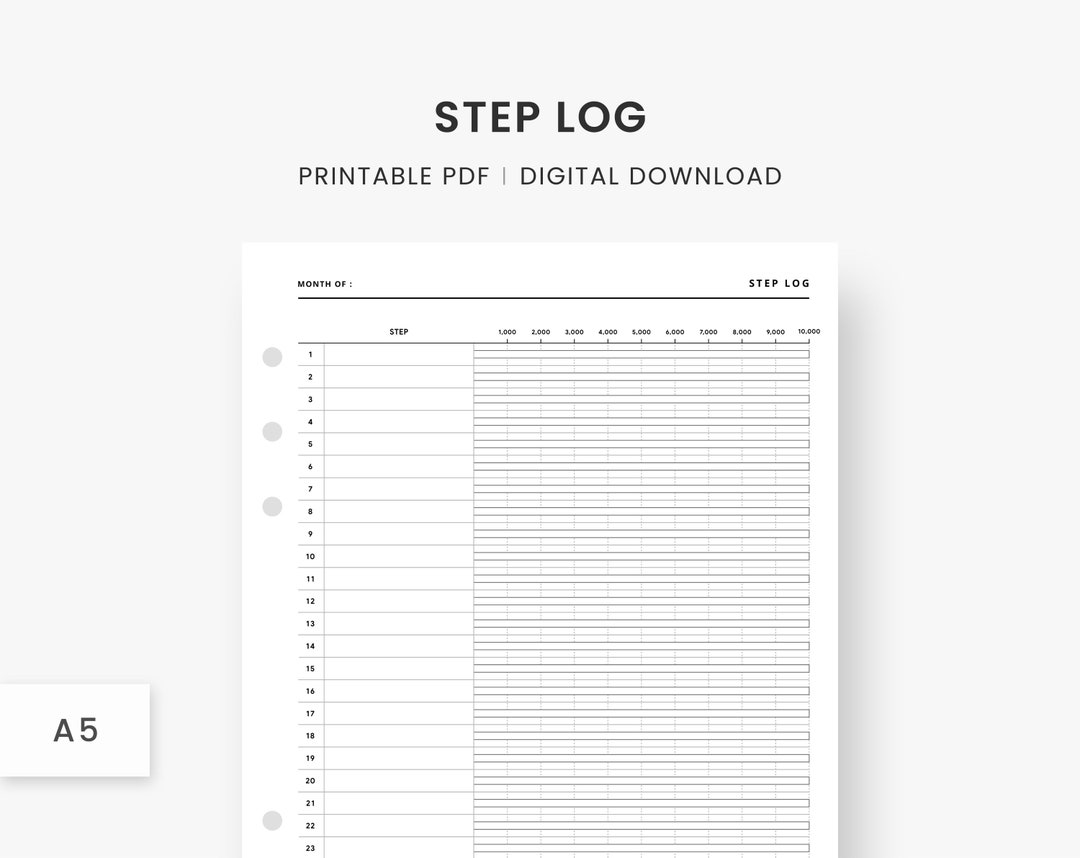 A5 Inserts : Step Tracker Printable, Step Challenge, Health, Fitness ...