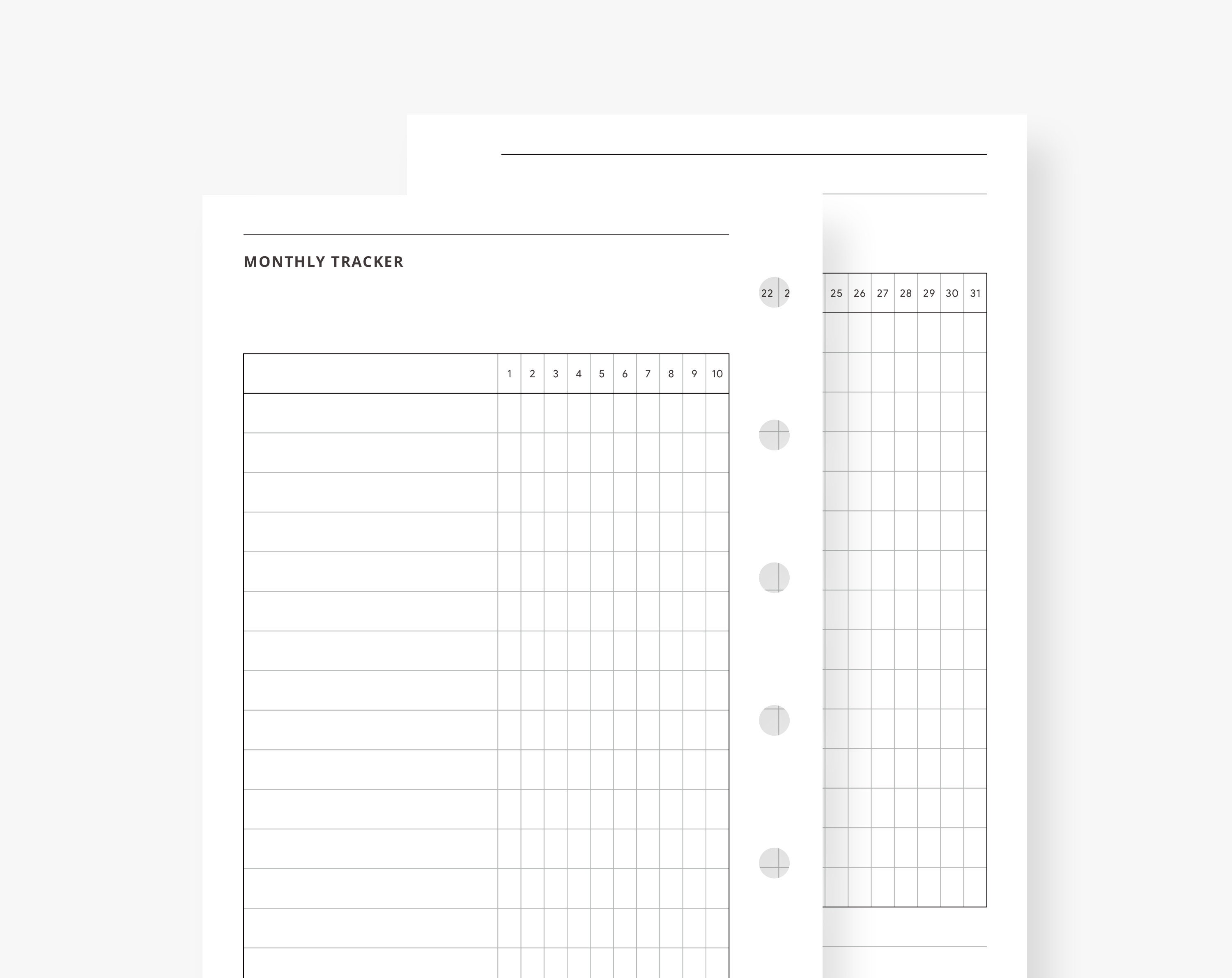Pocket Inserts : Monthly Tracker Printable, Habit Planner, Goal Tracker ...