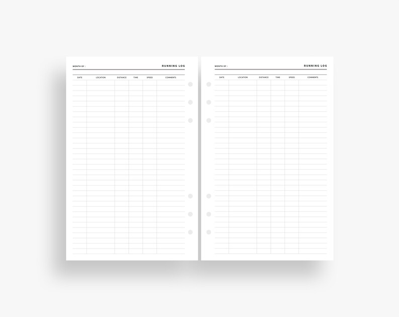 Running Log Printable, Exercise Log, Half Letter Inserts, Workout Log ...