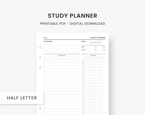 Study Planner Printable Academic Planner Student Planner | Etsy