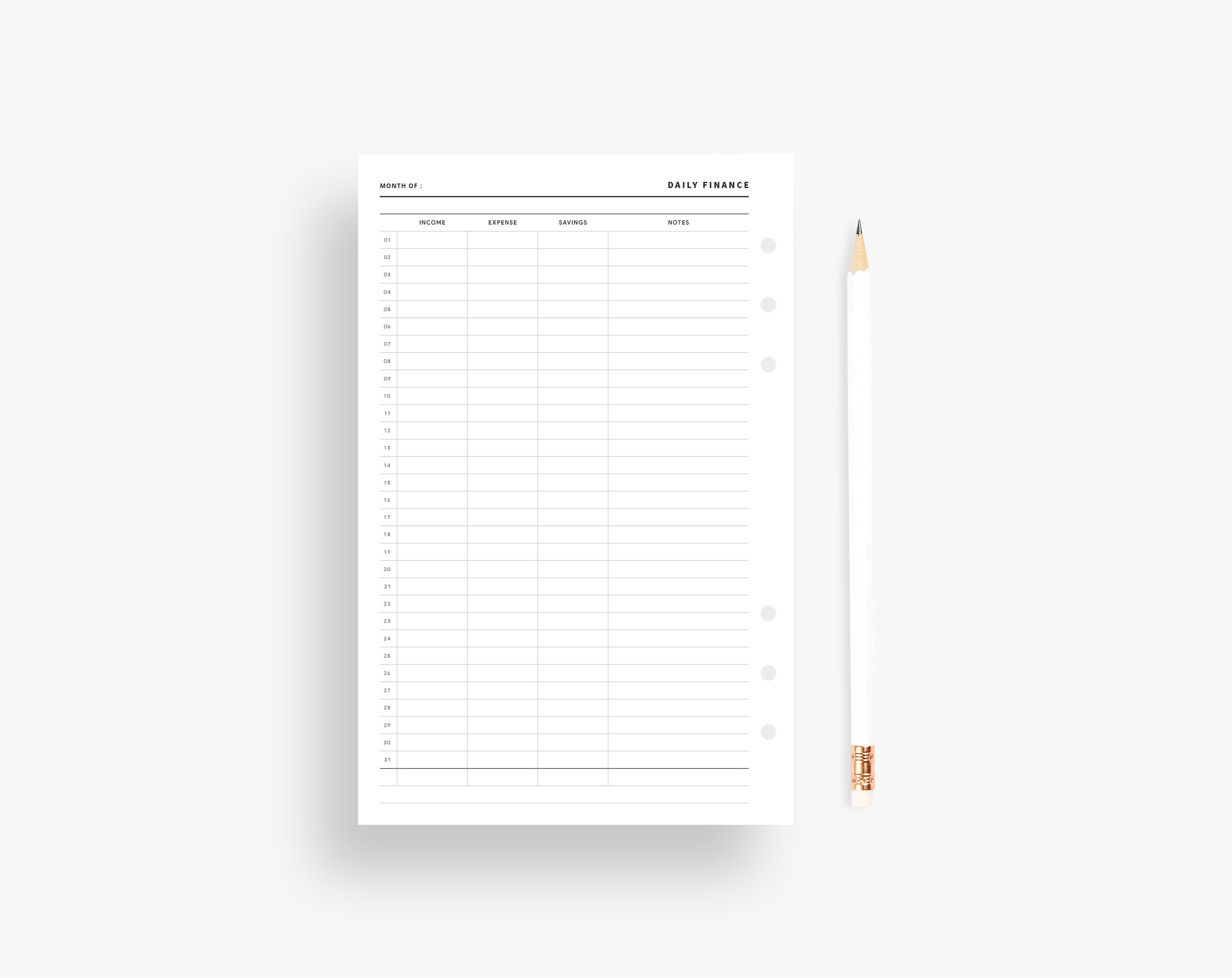Daily Finance Tracker Printable, Monthly Financial Planner Template ...