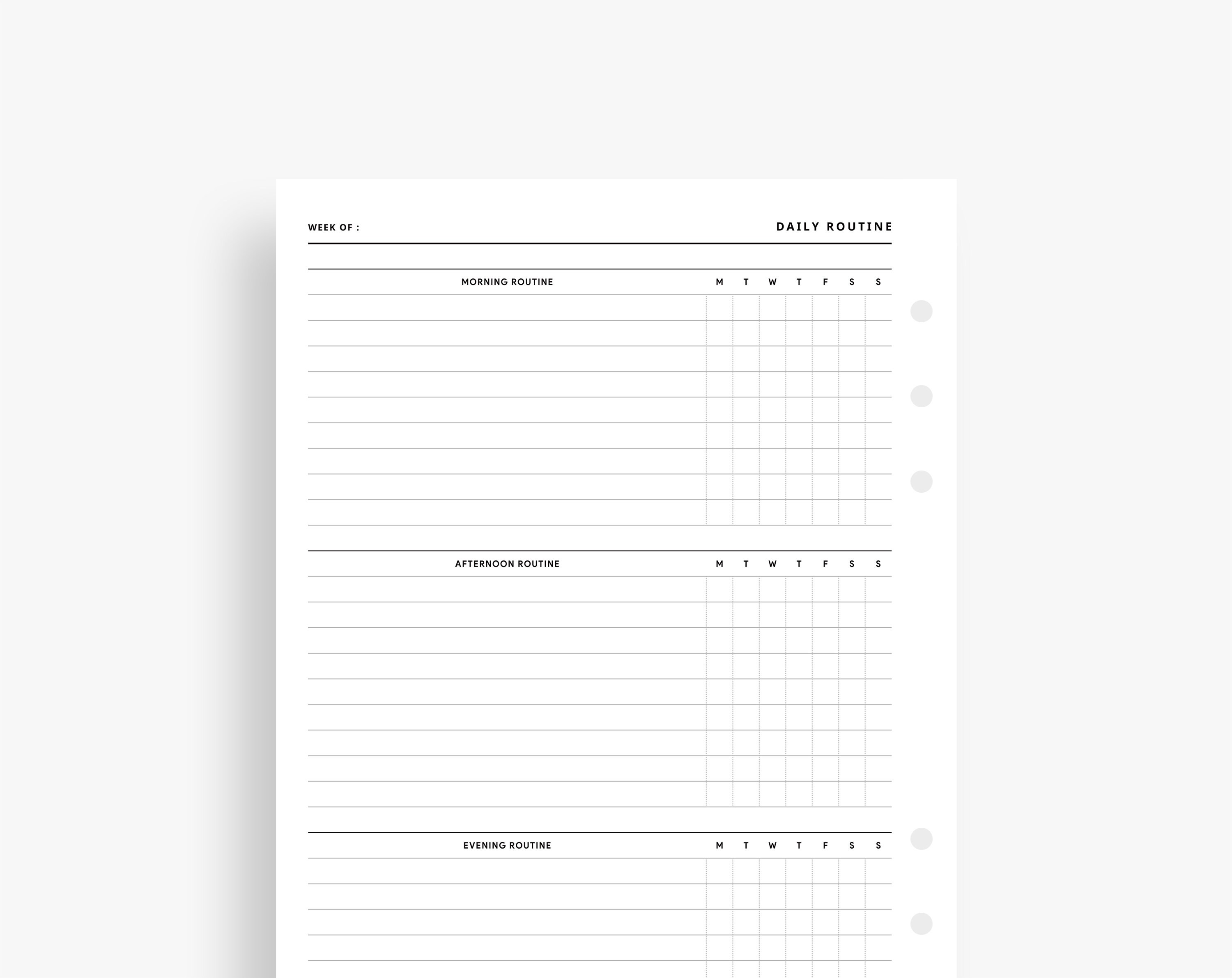 A5 Inserts : Daily Routine Printable, Routine Checklist, Routine Chart ...