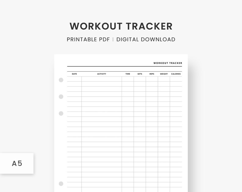 A5 Inserts : Workout Tracker Printable, Fitness Planner, Health Planner ...