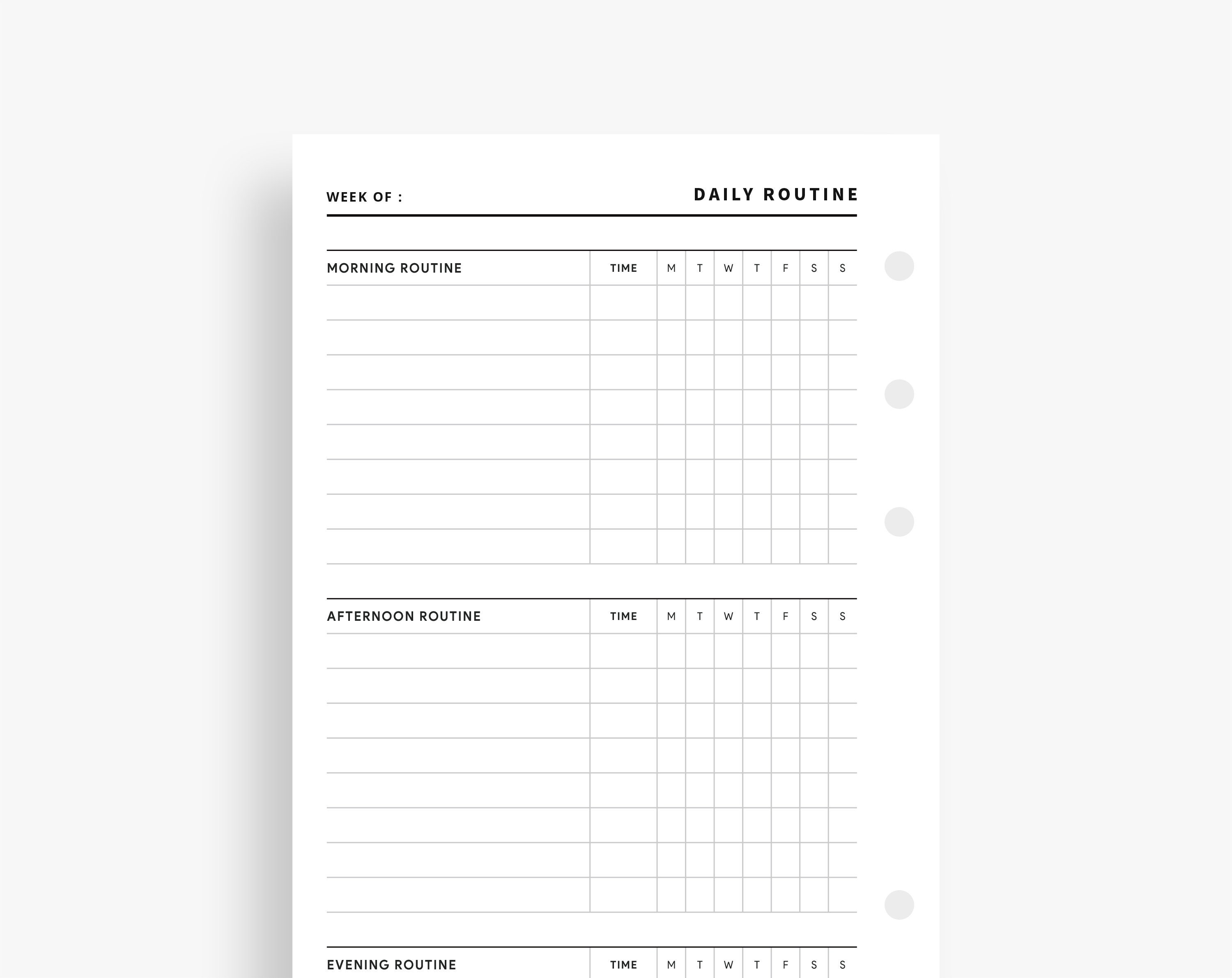 Personal Inserts : Daily Routine Routine Checklist Planner - Etsy