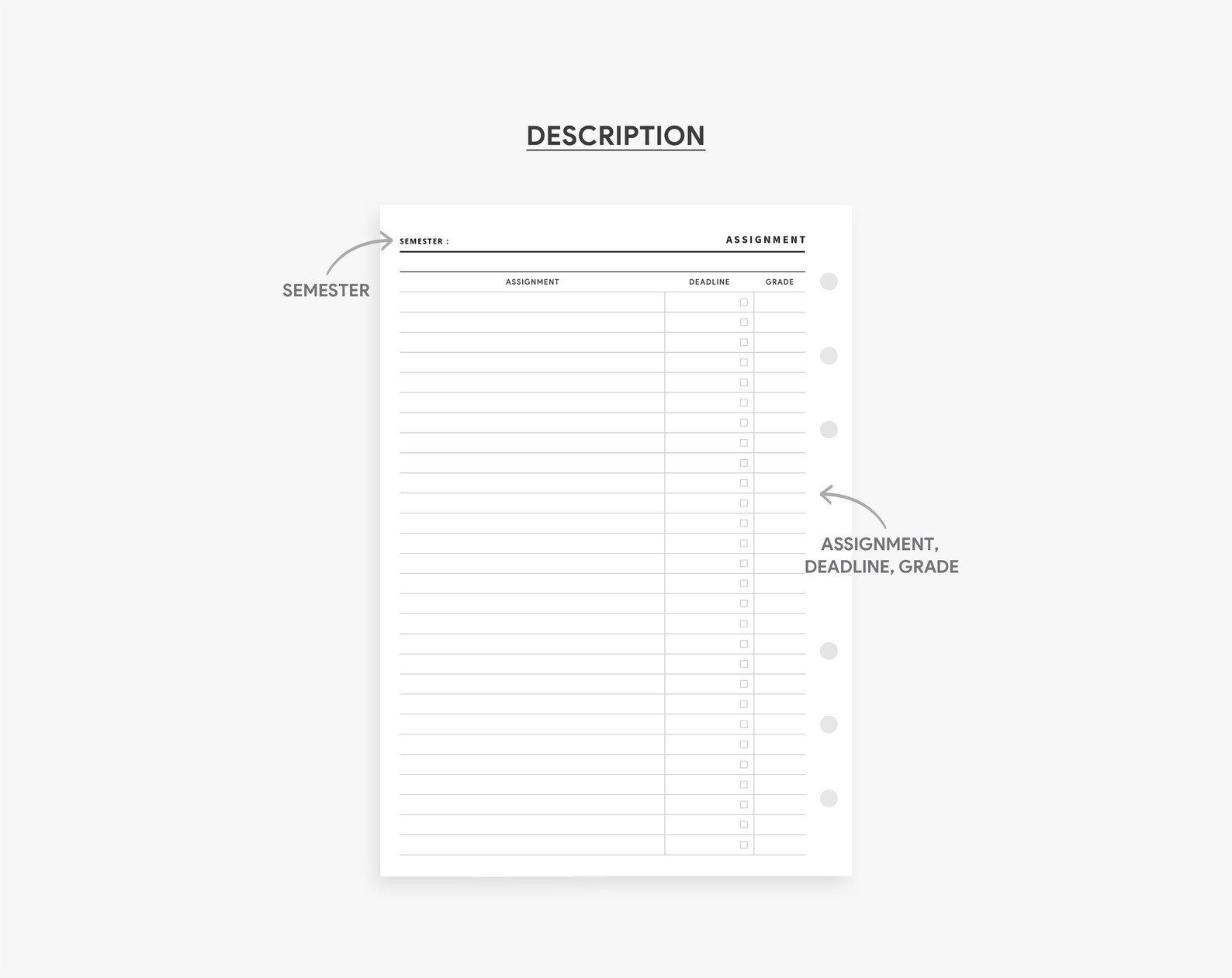 Assignment Tracker Printable Personal Wide Inserts - Etsy