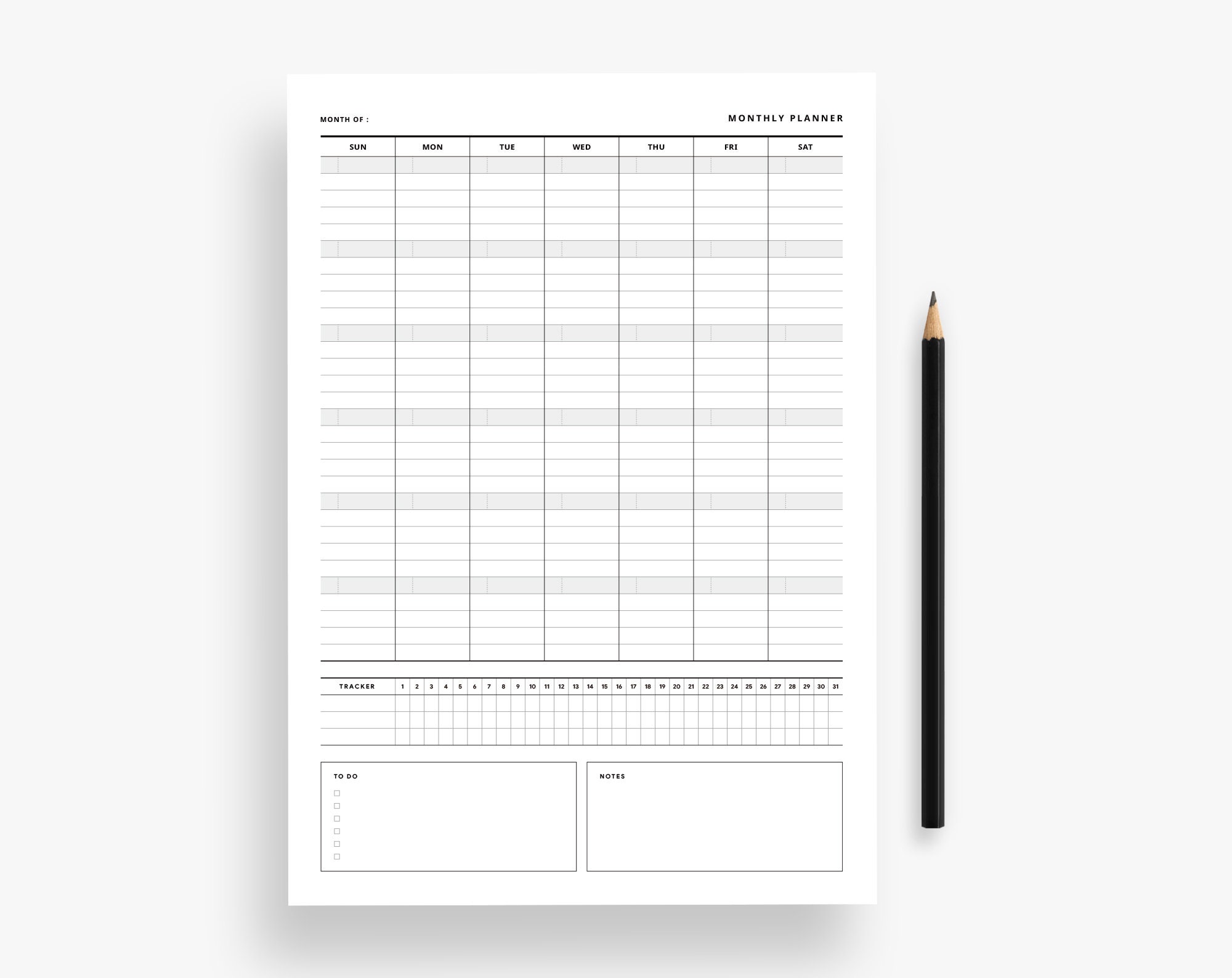 Undated Vertical Monthly Printable Planner, A4, & Letter Month Overview ...