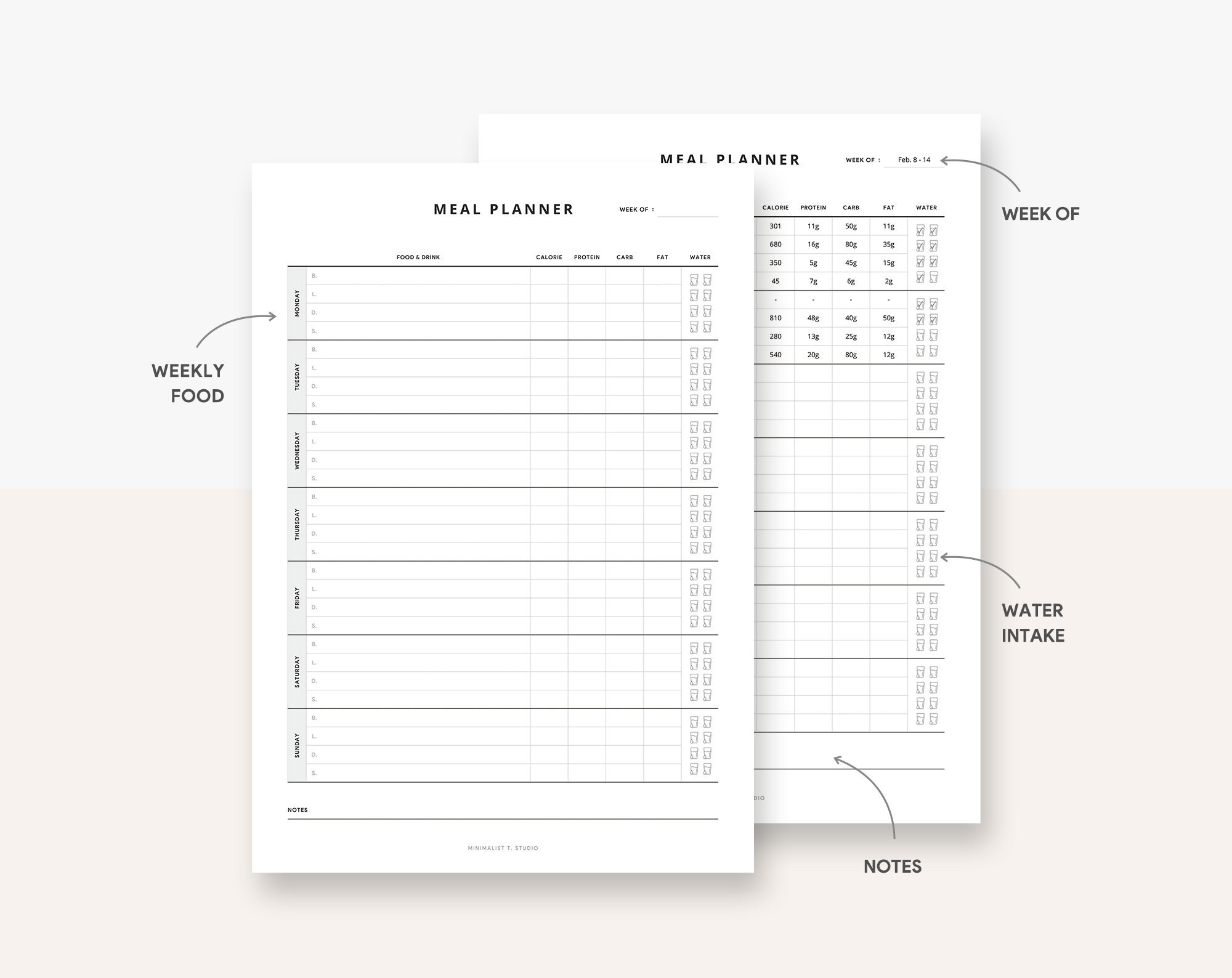 Weekly Meal Planner Printable, Grocery Shopping List, Week Menu Plan ...