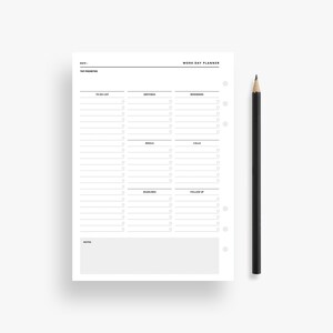 A5 Inserts : Work Day Planner Printable, Daily Organizer Template for ...