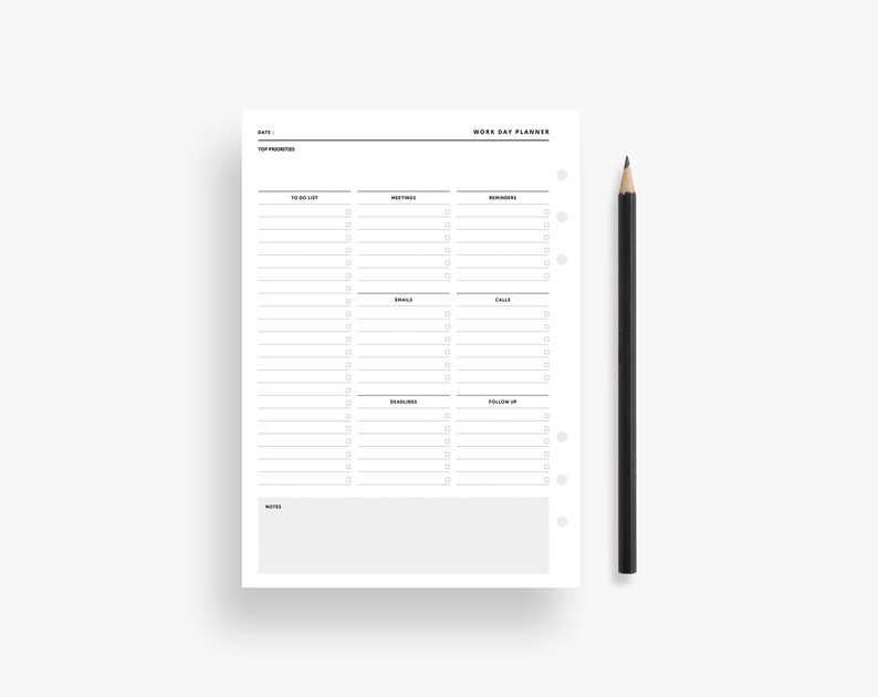 A5 Inserts : Work Day Planner Printable Daily Organizer - Etsy