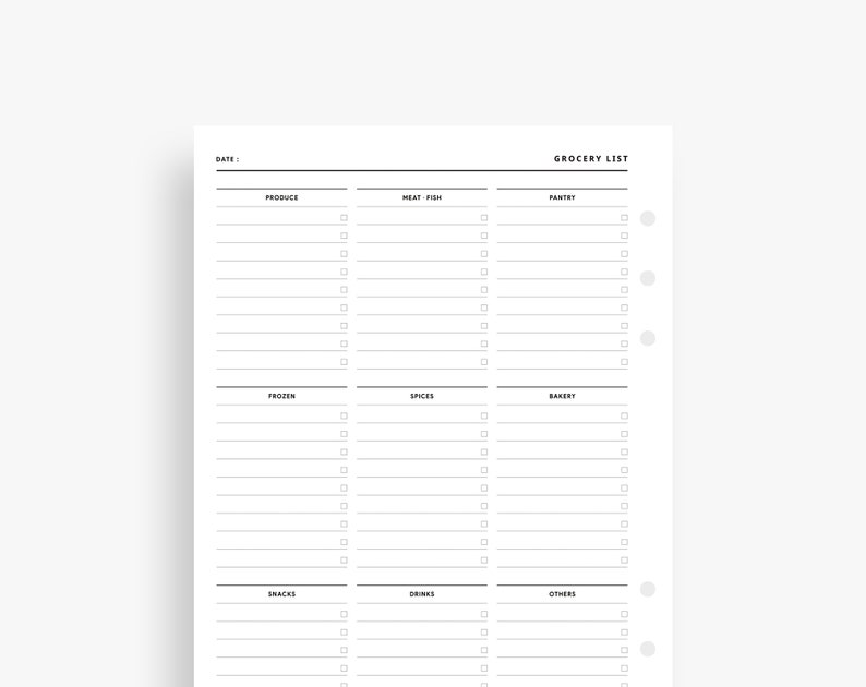 A5 Inserts : Grocery List Printable Grocery Shopping With | Etsy