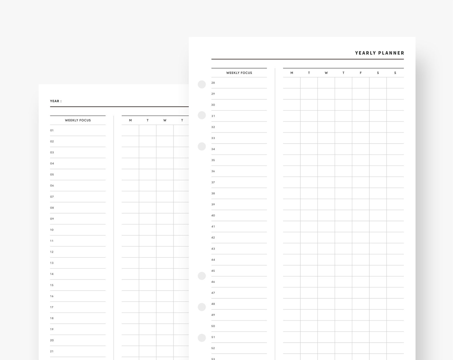 Yearly Planner Printable, Undated Planner, Yearly Calendar, Half Letter ...