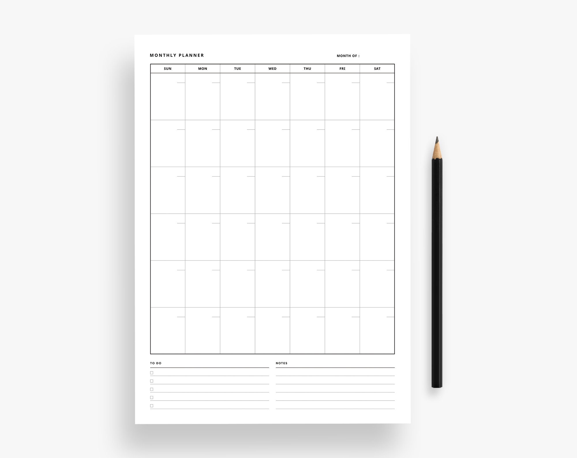 Monthly Printable Undated Minimal Planner, A4, US Letter Size Month on ...