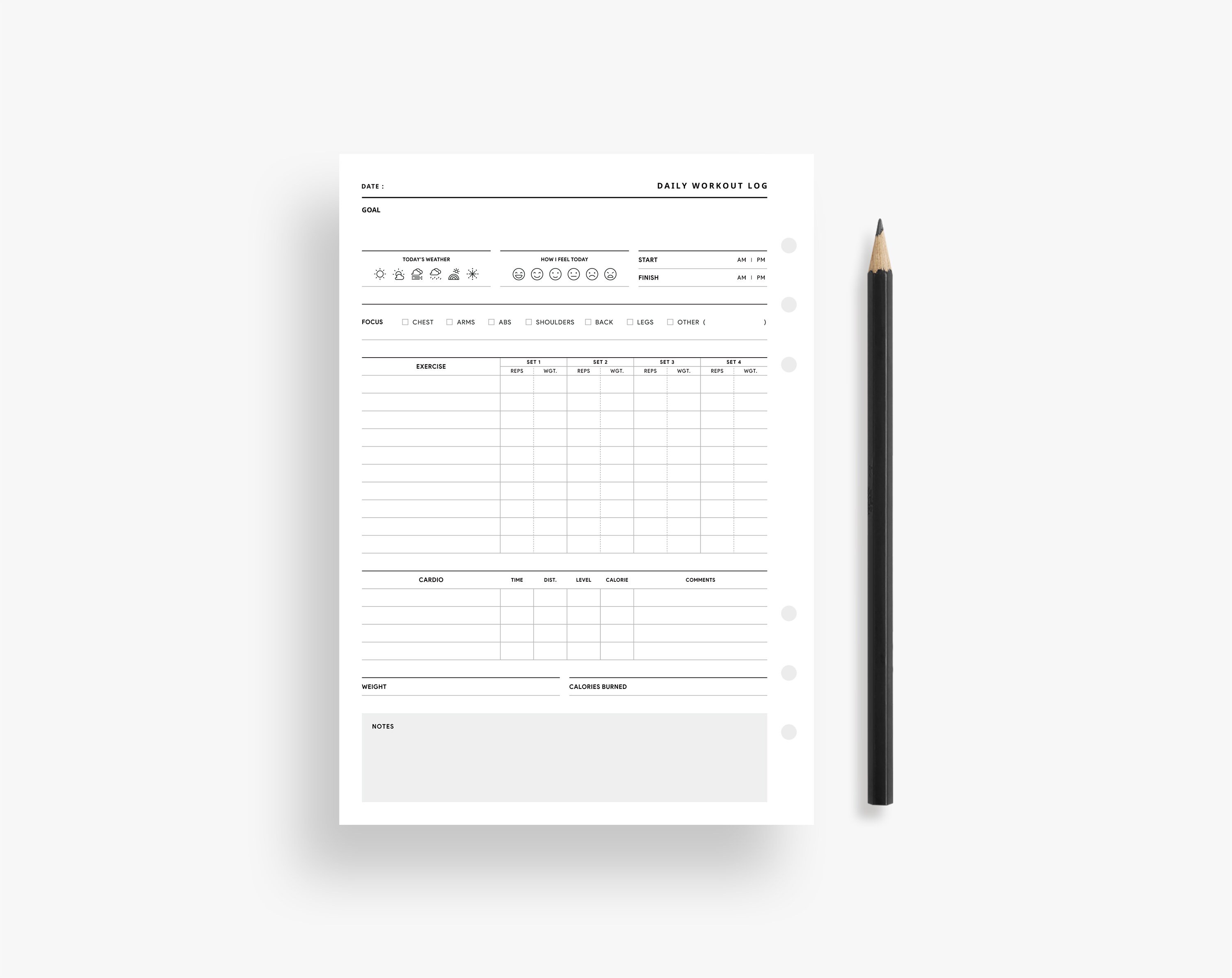 A5 Inserts : Workout Log Printable, Workout Planner, Exercise Log ...