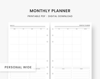 2022 Printable Monthly Planner Printable Calendar Undated - Etsy