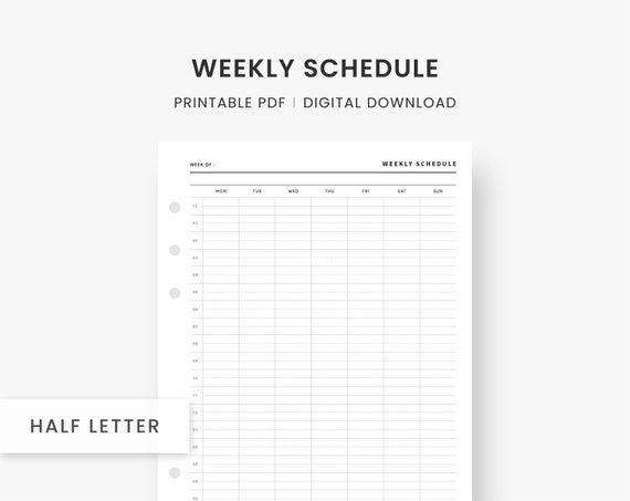 Weekly Schedule Weekly Printable Weekly Organizer Hourly - Etsy