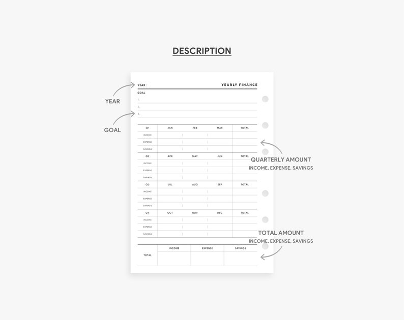Yearly Finance Planner, Annual Finance, Financial Planner, Finance ...