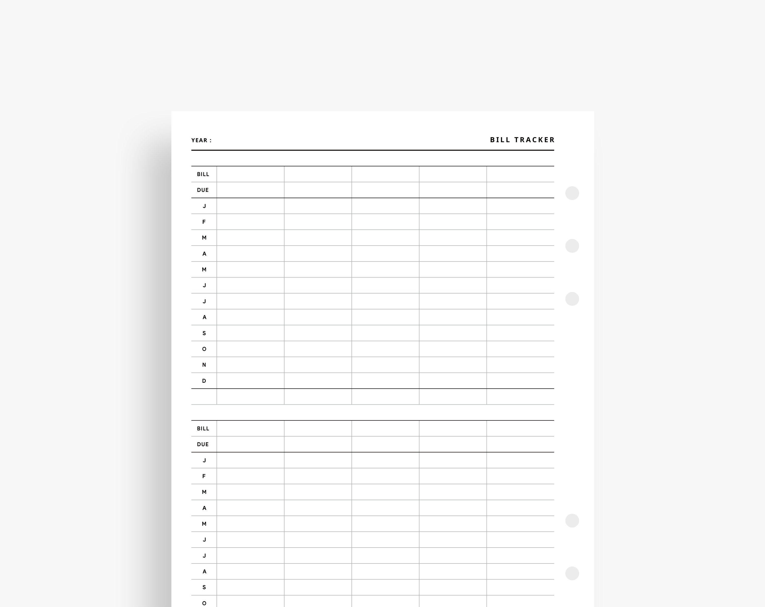 A5 Inserts : Bill Pay Bill Organization Bill Organizer Bill - Etsy