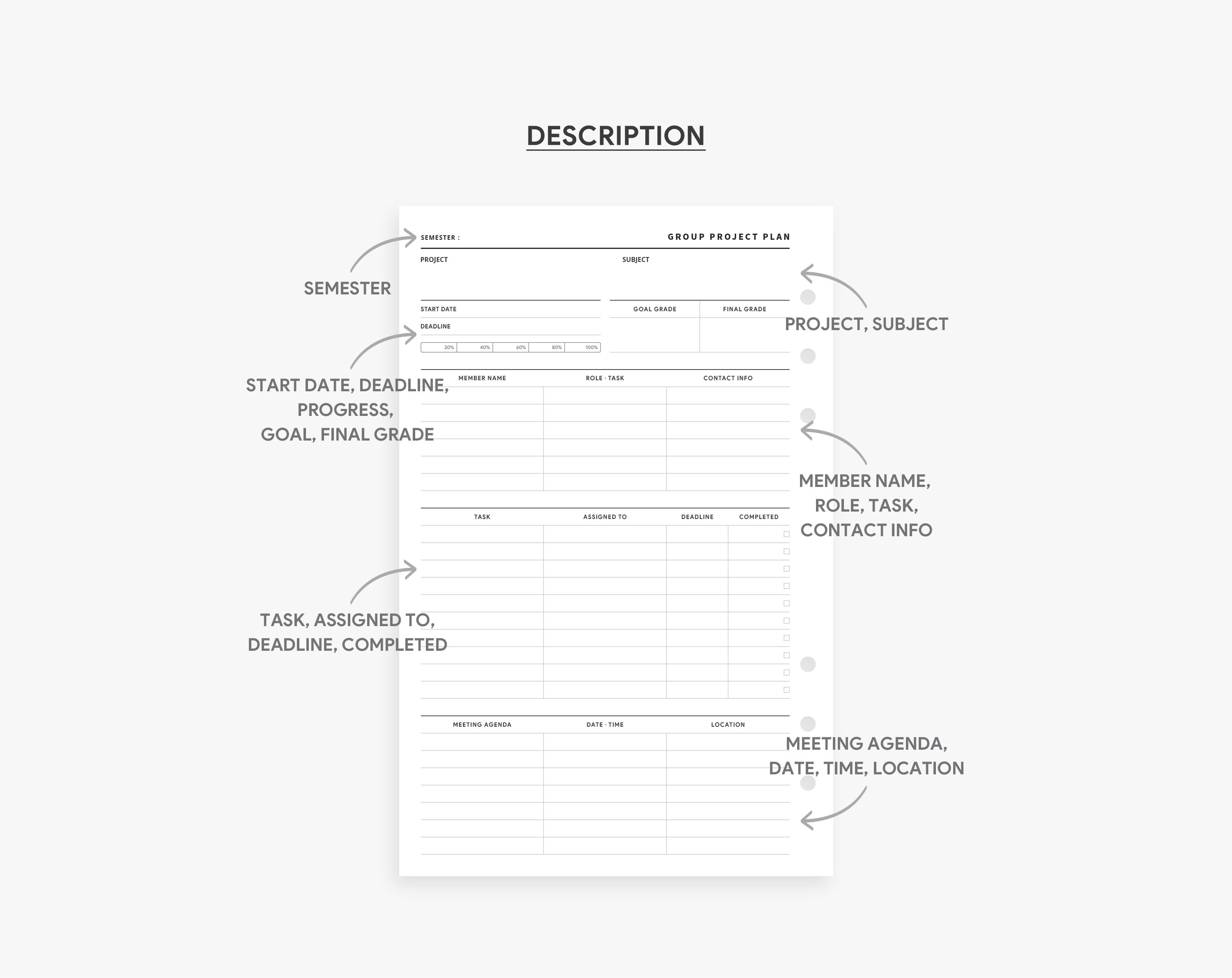 Group Project Planner Printable, Academic Planner, Student Project ...