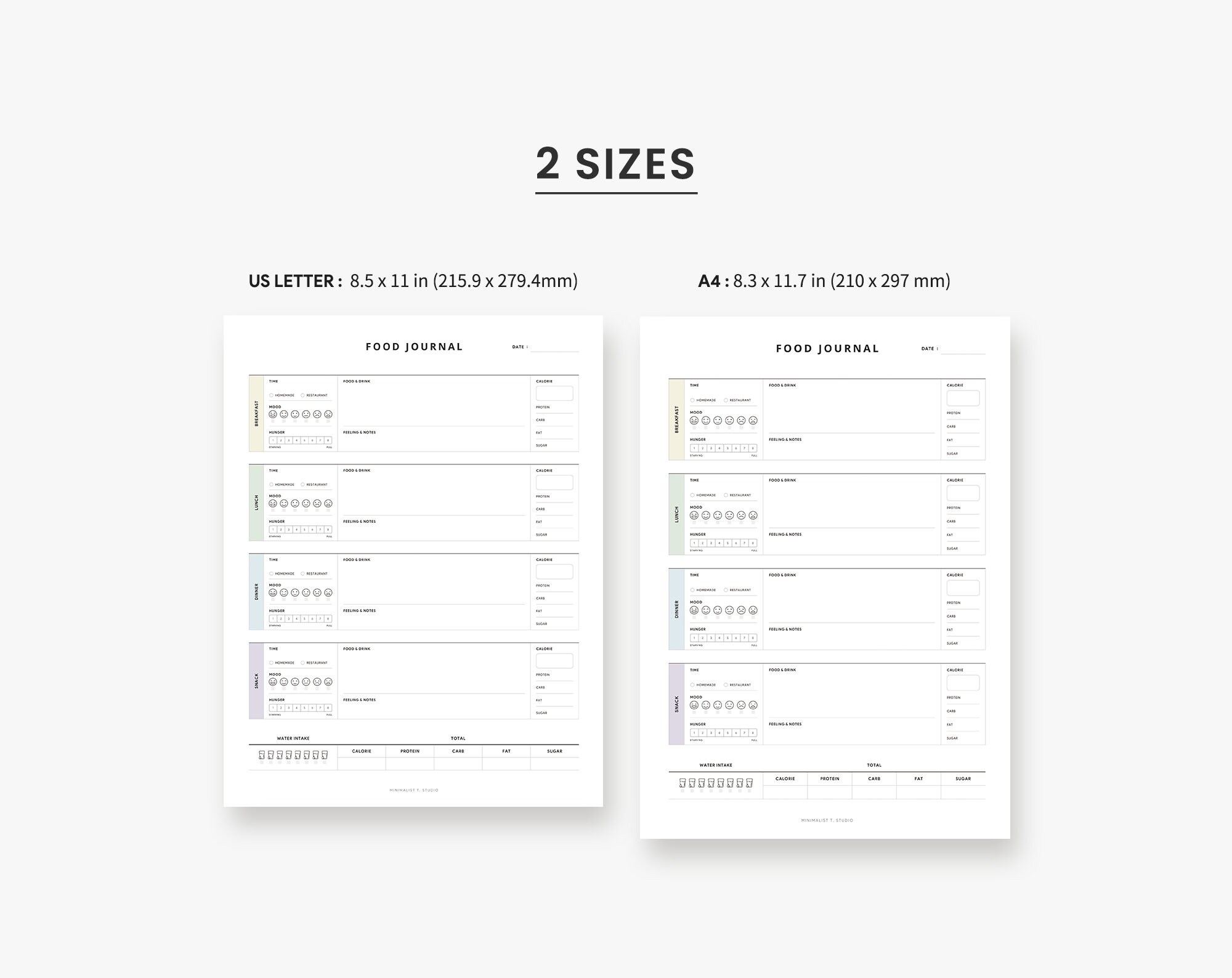 Food Journal Printable Daily Food Diary Calories Log Food Etsy