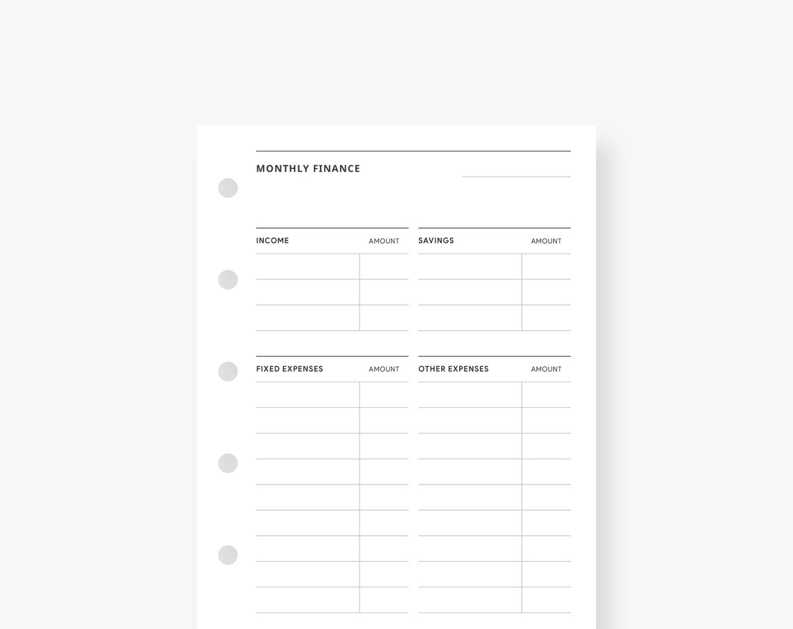 Pocket Inserts : Monthly Budget Planner Printable Financial | Etsy