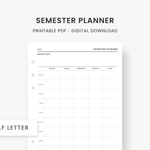 Semester Planner Printable, School Planner, Academic Planner, Student ...