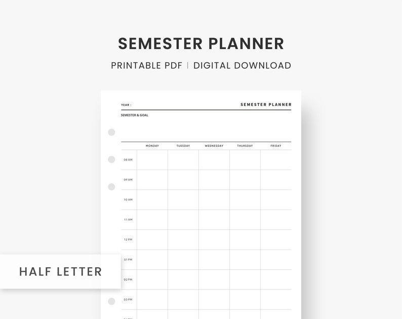 Semester Planner Printable School Planner Academic Planner - Etsy