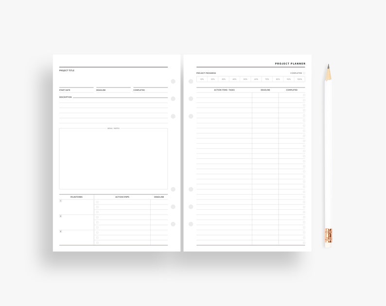 Work Planner Printable Project Planner With Progress Project | Etsy