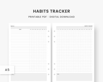 A5 Inserts : Habits Tracker Printable Habit Tracker Planner | Etsy