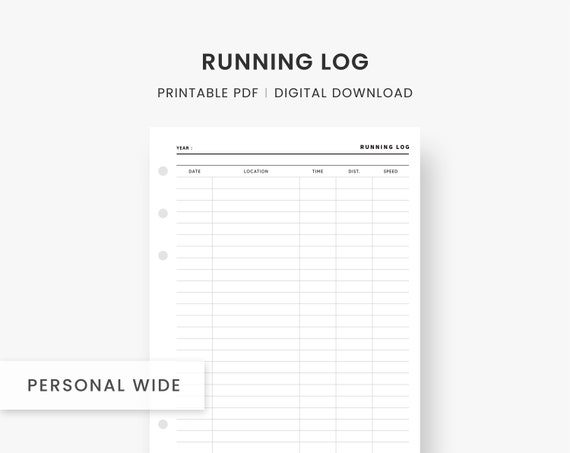 Running Log Printable Personal Wide Inserts Workout Planner - Etsy