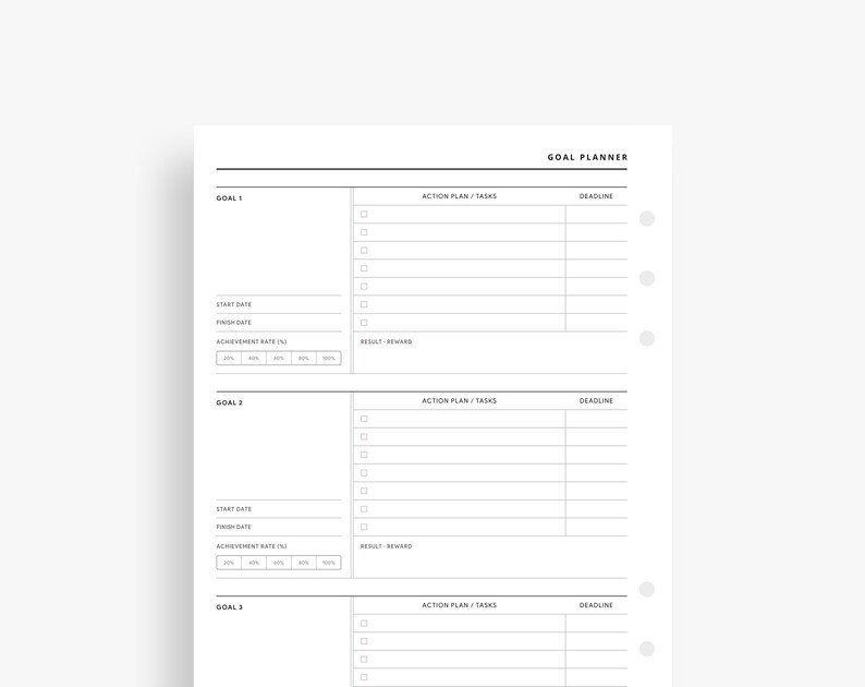 A5 Inserts : Goal Planner Goal Setting Goal Tracker | Etsy