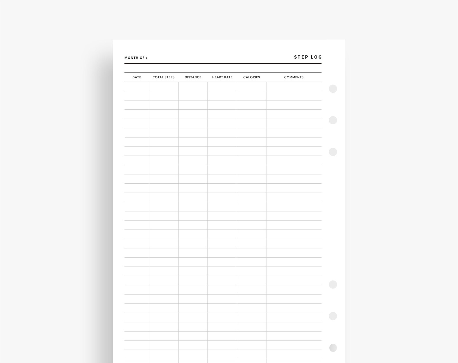 Step Log Printable, Step Tracker, Workout and Exercise Log, Half Letter ...