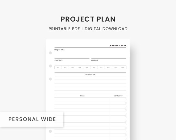 Project Planner Printable Personal Wide Inserts Productivity - Etsy