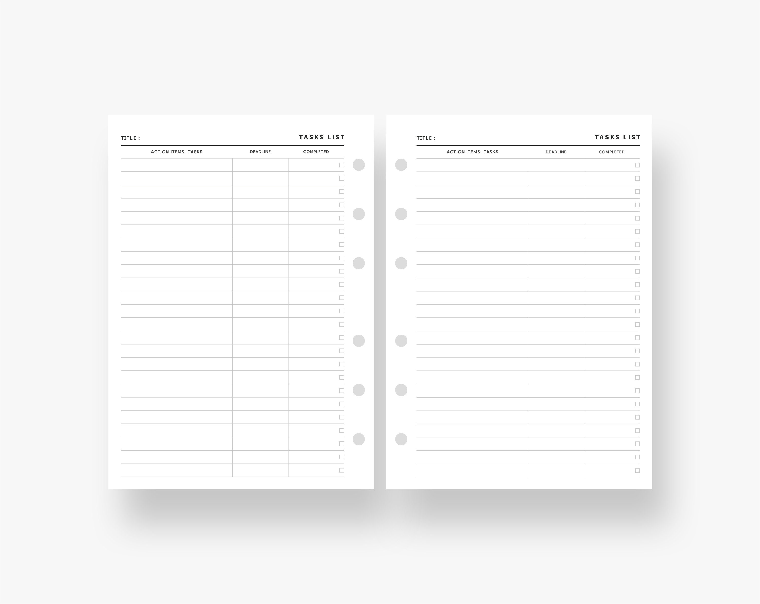 A6 Inserts : Tasks List, to Do List, Task Planner, Check List, Task ... A6 Inserts : Tasks List, to Do List, Task Planner, Check List, Task ...