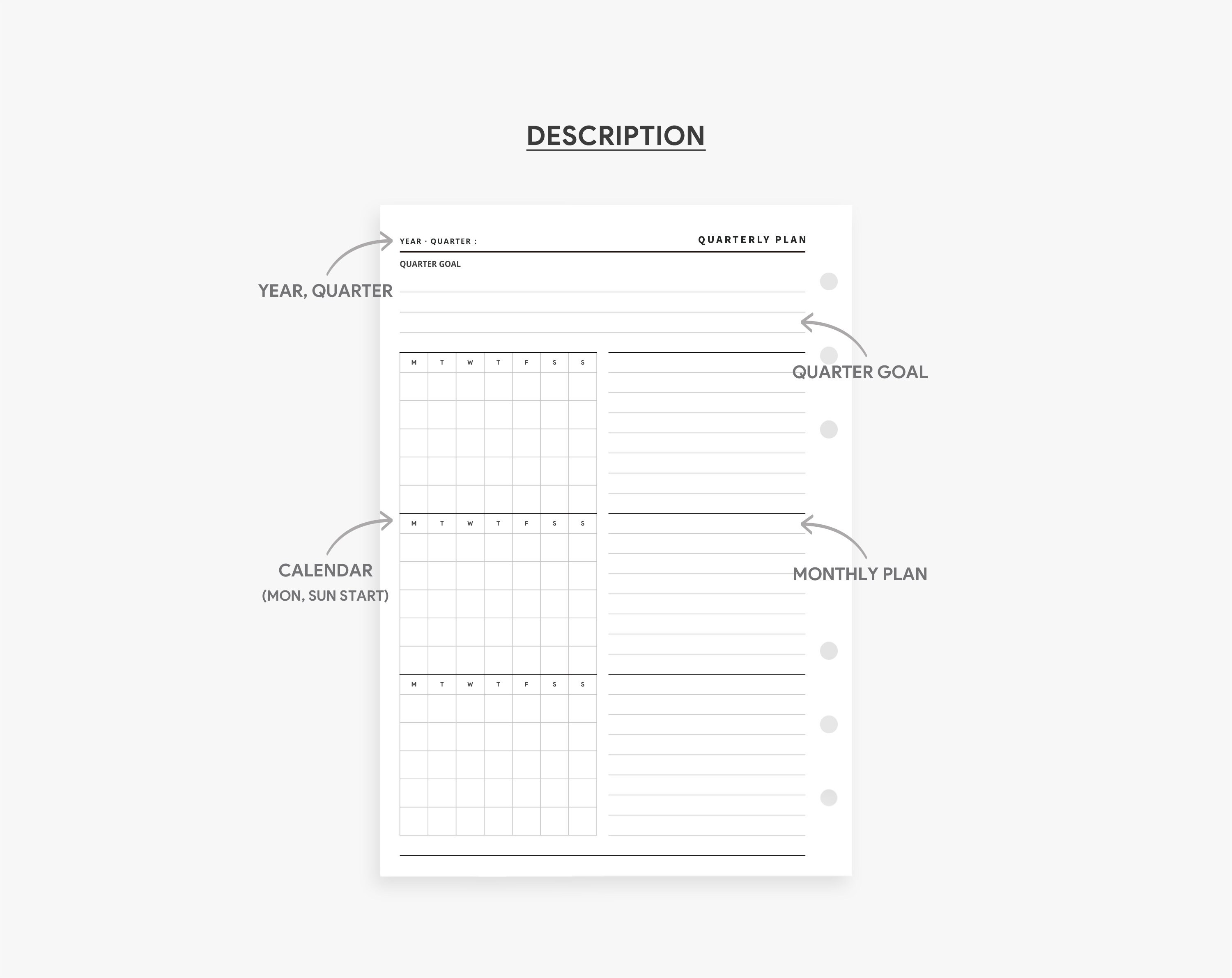 Quarterly Planner Printable, Personal Wide Inserts, 3 Month Planner ...