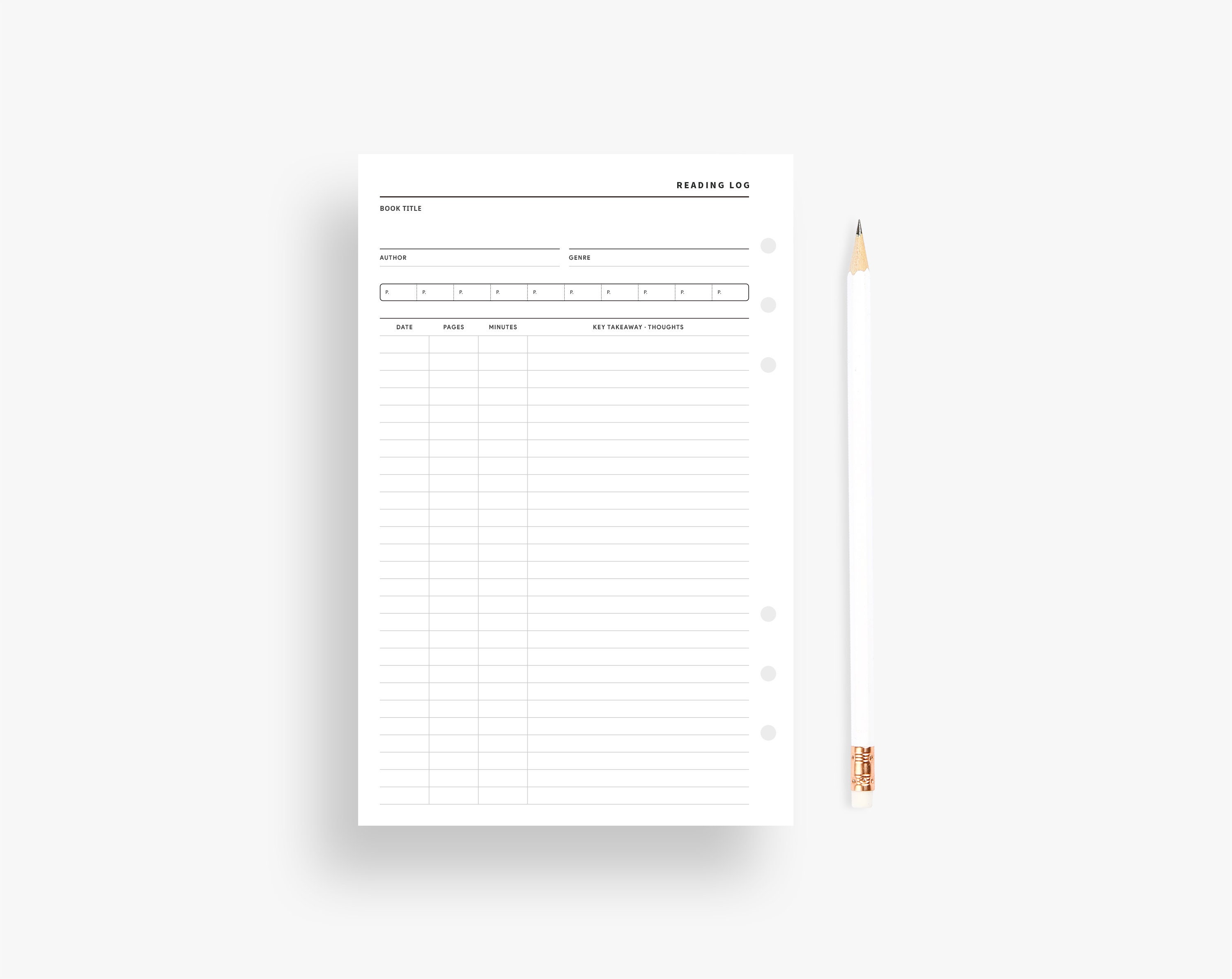 Reading Planner Printable, Reading Log, Half Letter Inserts, Book ...