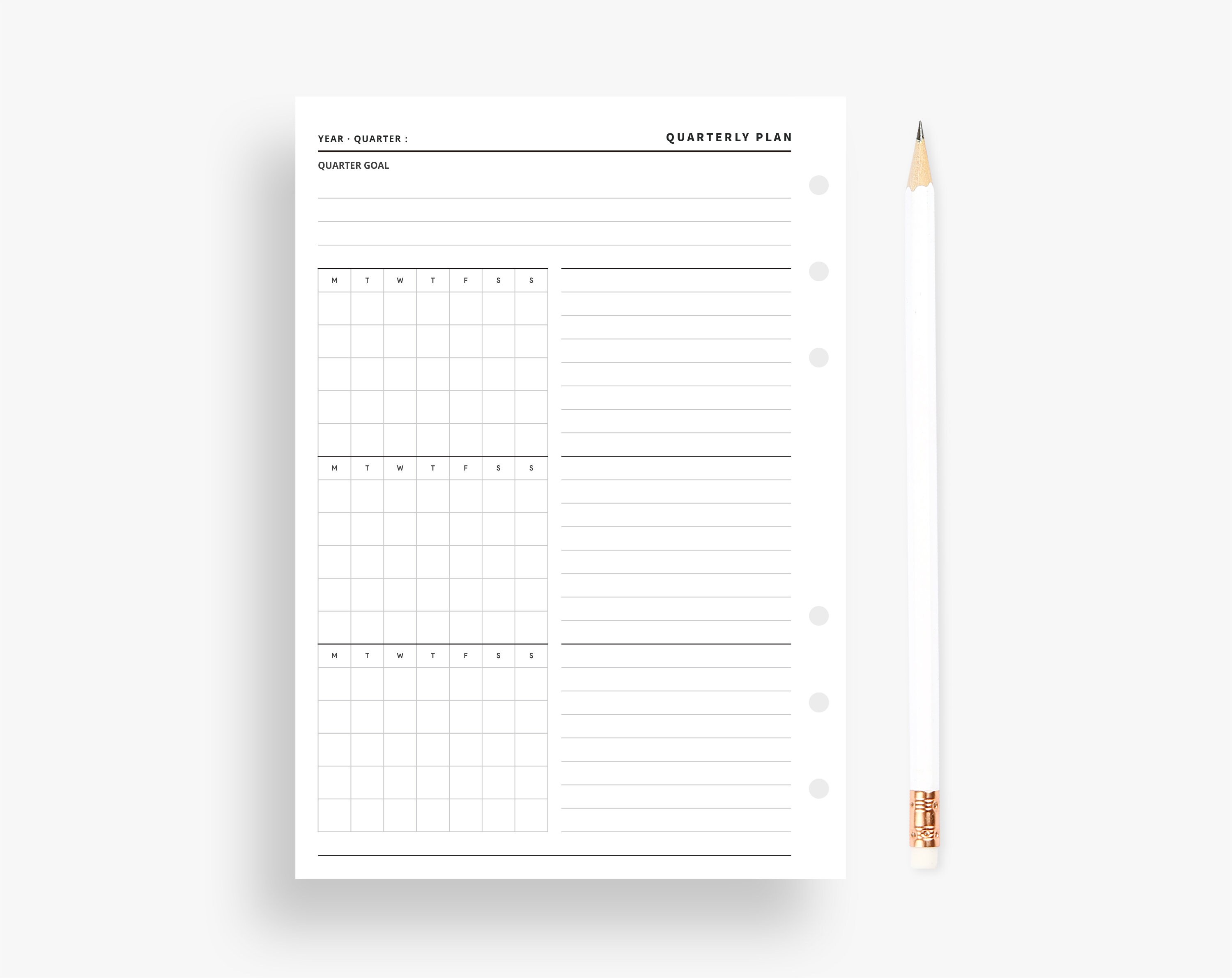 Quarterly Planner Printable, Personal Wide Inserts, 3 Month Planner ...