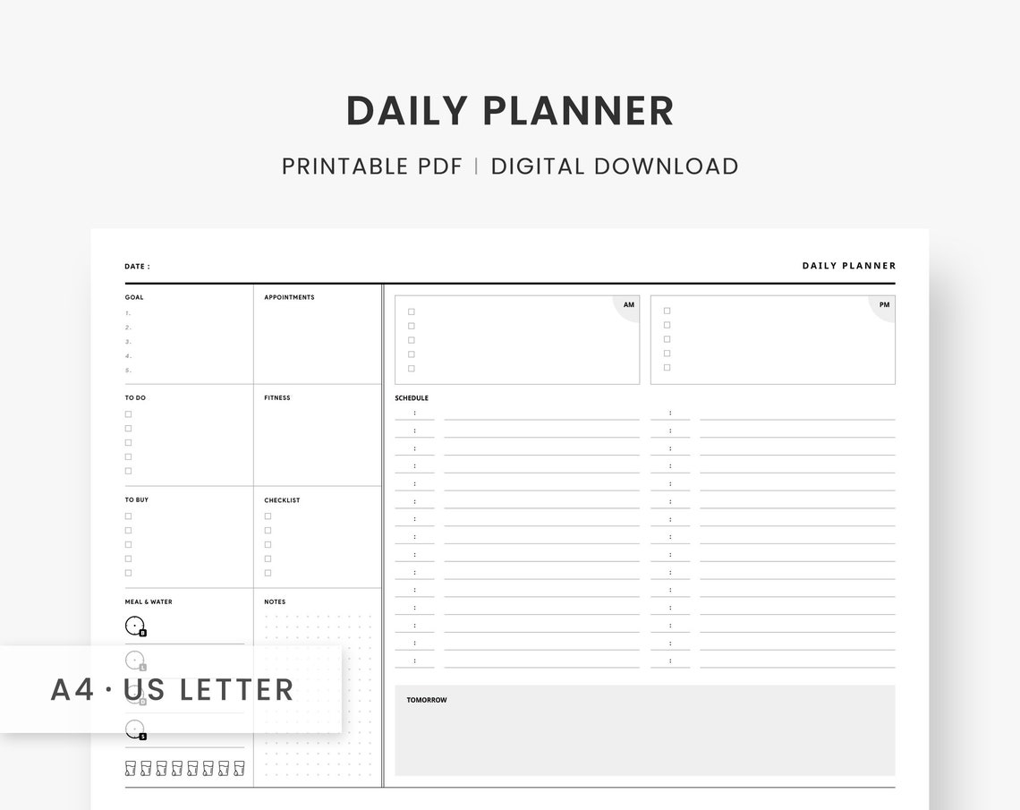 Printable Daily Work Desk Planner, Daily Organizer for Work, Business ...