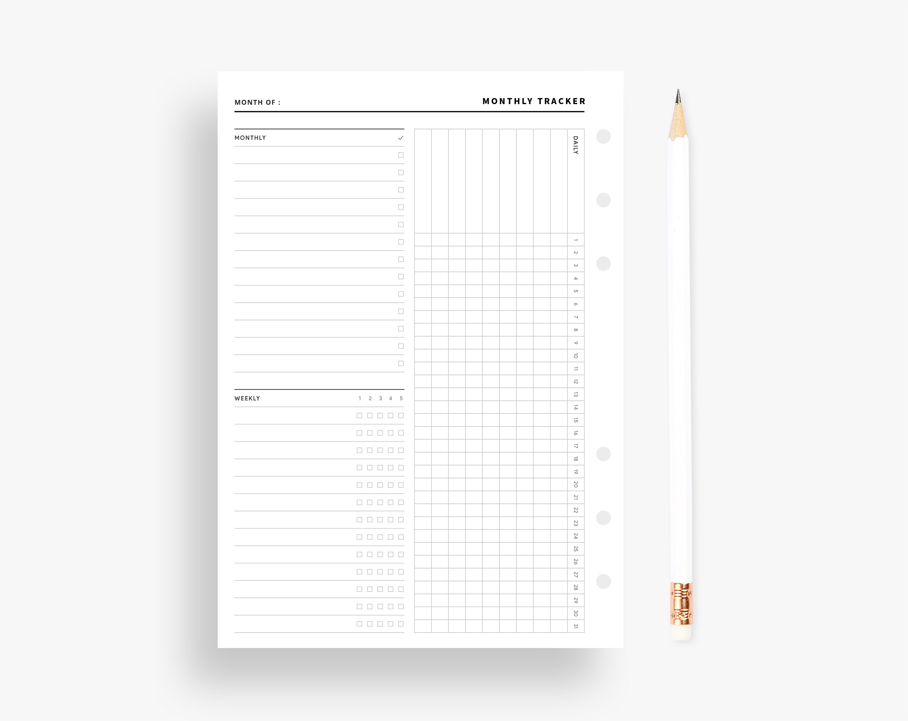 Monthly Tracker Printable, Personal Wide Inserts, Habit Tracker, Weekly ...