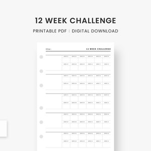 12 Week Challenge, Habits Tracker, 12 Week Tracker, Challenge Tracker ...