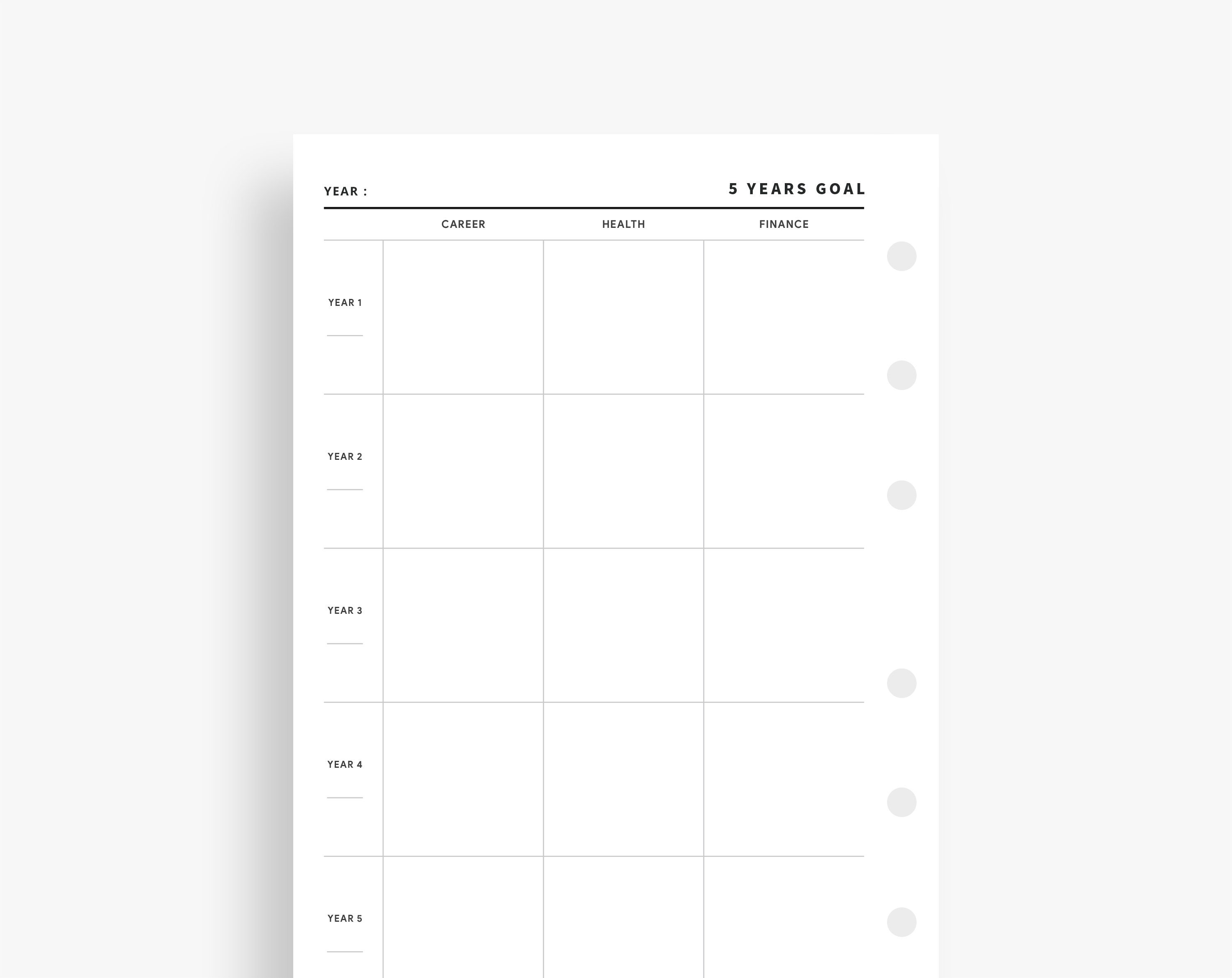 5 Year Plan, Goal Planner, Goal Tracker, Yearly Goal, 5 Years Goal ...