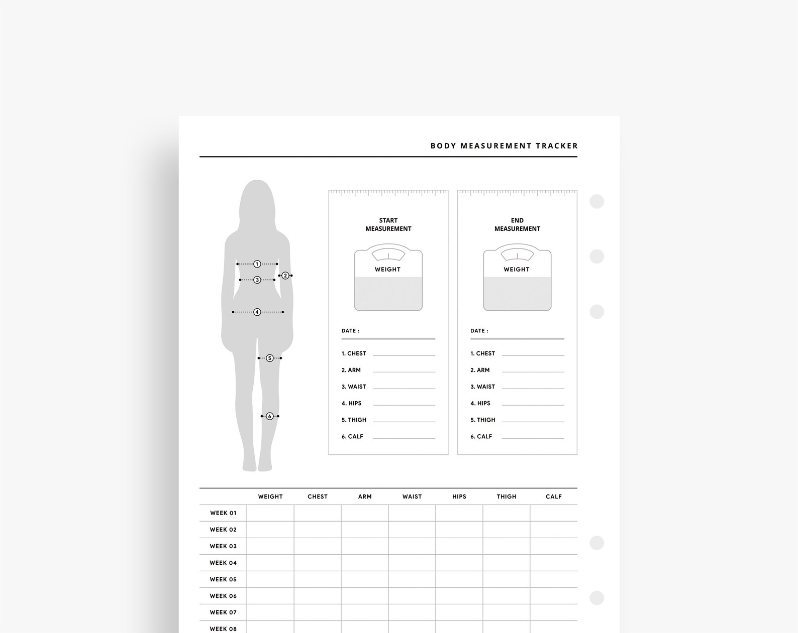 A5 Inserts : Body Measurement Tracker Printable, Body Progress Tracker ...