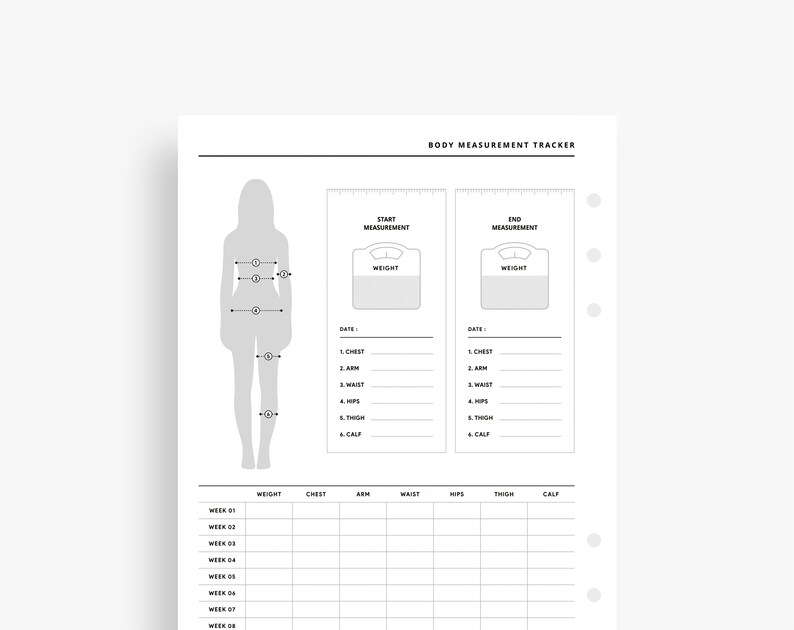 A5 Inserts : Body Measurement Tracker Printable, Body Progress Tracker ...