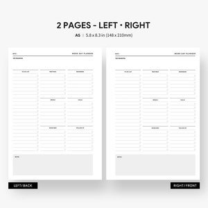 A5 Inserts : Work Day Planner Printable, Daily Organizer Template for ...