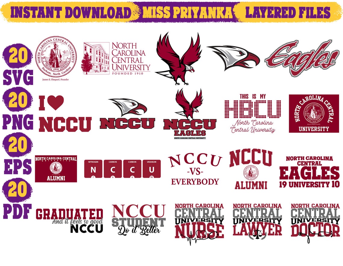 North Carolina Central University Bundle svg NCCU svg | Etsy
