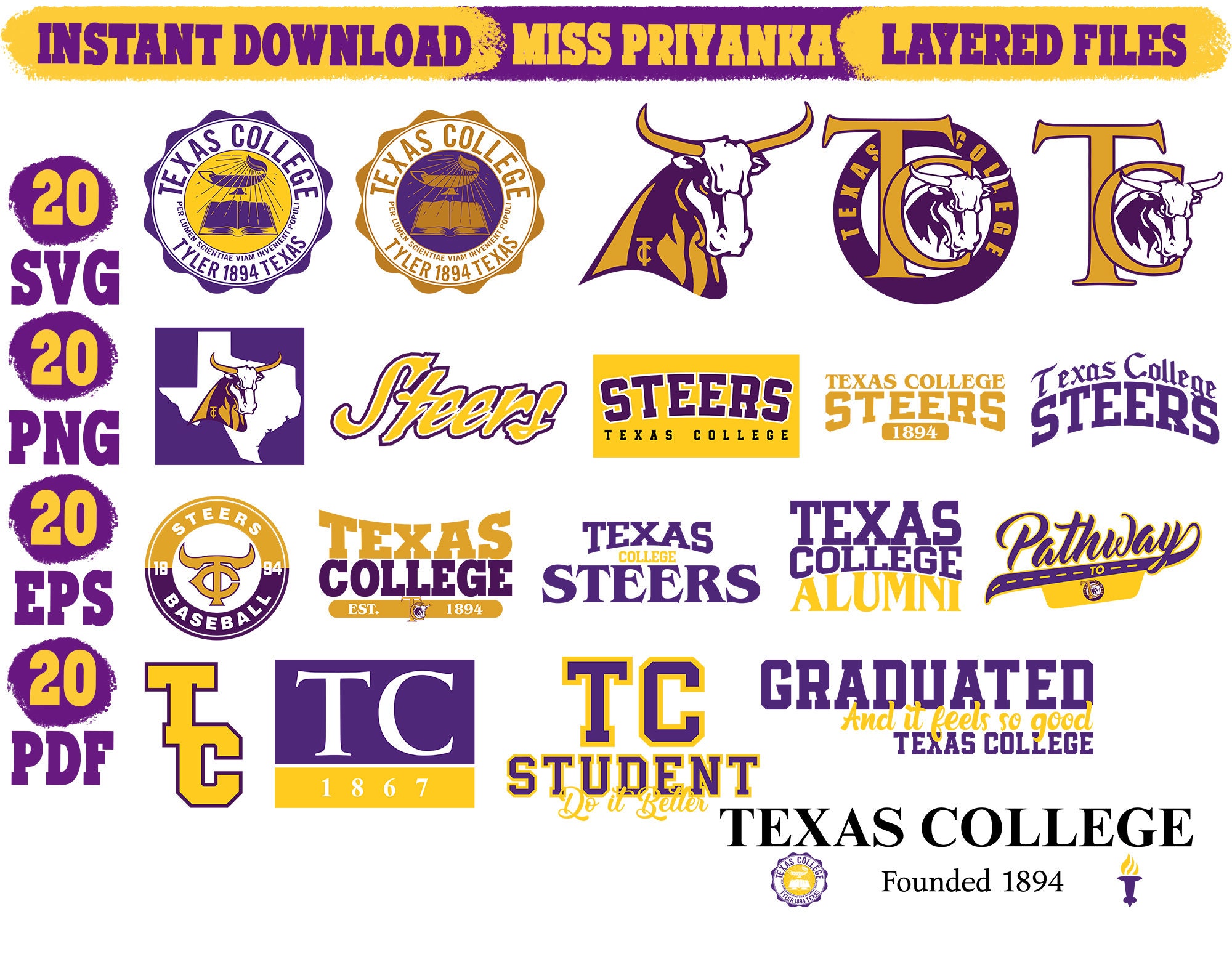 Texas College Bundle svg Texas College svg Texas College | Etsy