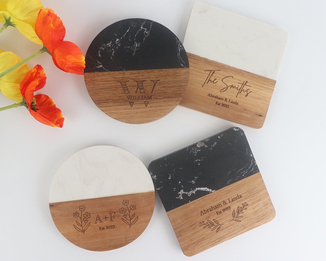 Custom Marble Coasters, Custom Engraved Coasters, House Warming Gift ...